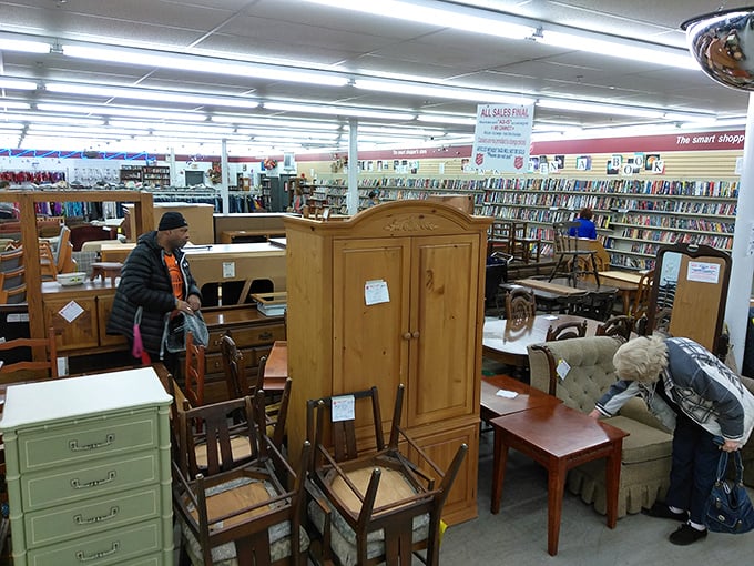 Furniture shopping with historical flair. That pine armoire might have witnessed more family dinners than your grandmother's photo album.