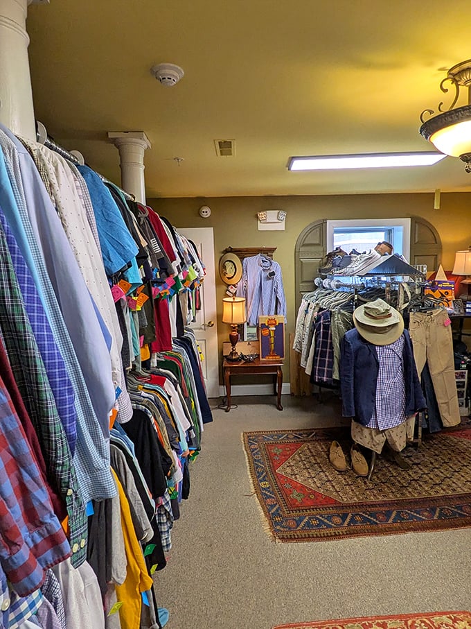 The men's clothing section rivals boutique displays, proving that "pre-loved" doesn't mean "past its prime."