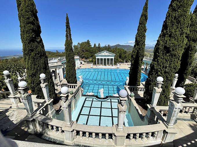 The Neptune Pool isn't just a swimming spot—it's where mermaids would vacation if they won the lottery. Those Roman columns weren't exactly available at Home Depot.