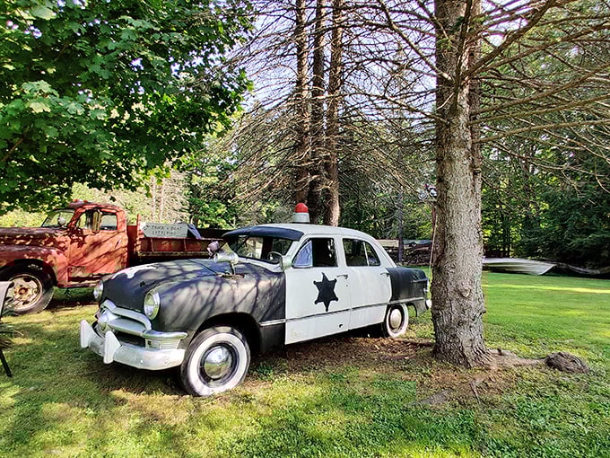 This vintage police cruiser hasn't written a ticket in decades, but still commands respect. The only thing it's policing now is your imagination.
