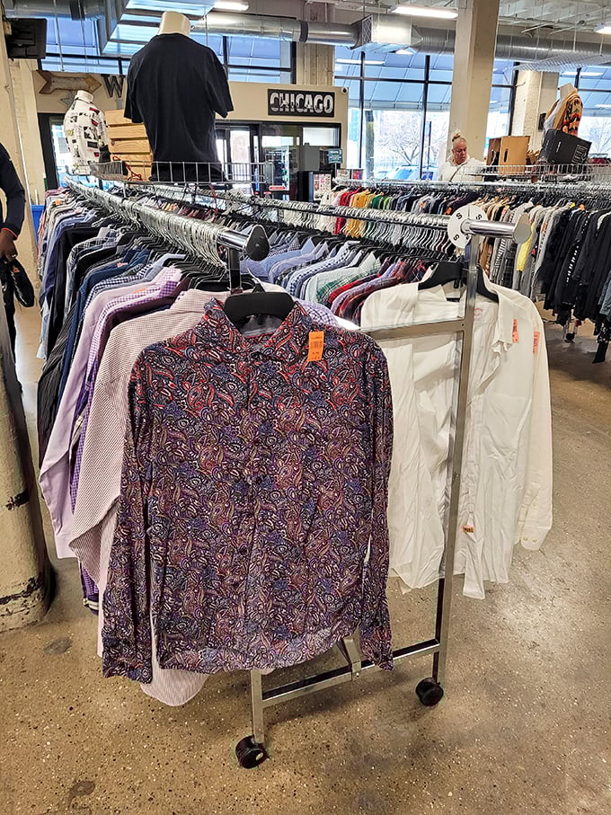 The shirt department—where that perfect paisley pattern might just be waiting for you between the pinstripes and oxfords.