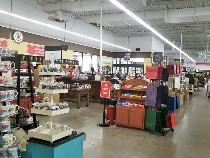 The Village General Store section offers nostalgic candies and treats – because hunting treasures builds up an appetite for both food and memories.