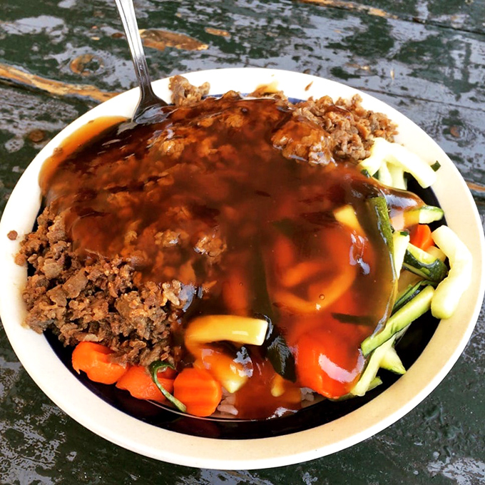 The teriyaki bowl arrives like a savory work of art—tender beef, fresh vegetables, and that sweet-savory sauce that makes Monday mornings bearable again.
