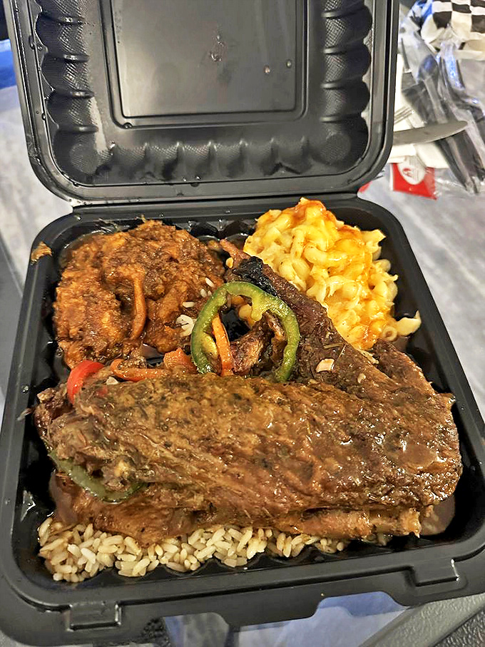 The star of the show: tender turkey wings with gravy alongside mac and cheese that's clearly been made with someone who cares.