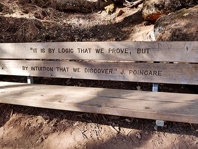 Philosophy with a view – this bench offers both wisdom and the perfect spot to contemplate life's big questions, like "How soon can I come back here?"