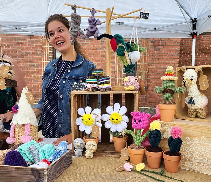Crocheted cacti and smiling daisies that never need watering—the perfect plants for those of us with historically black thumbs.