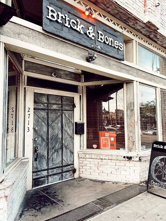 That weathered door isn't playing hard to get—it's guarding chicken secrets worth discovering. Rustic charm with urban edge.