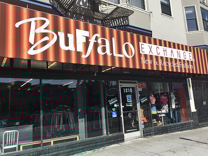 Buffalo Exchange's bold storefront promises the thrill of the hunt with none of the typical thrift store chaos.