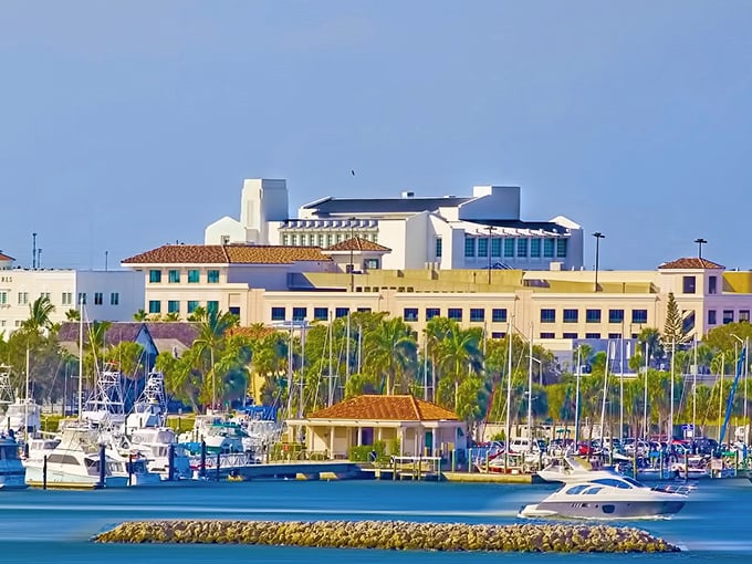 A marina bustling with boats and possibility – where nautical dreams and fresh seafood converge in colorful harmony.