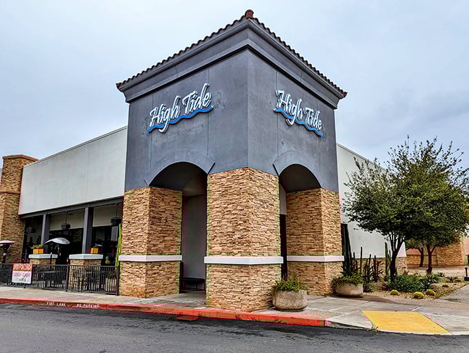 High Tide's stone-and-stucco exterior might say "Arizona," but inside it's all coastal vibes and ocean delights.