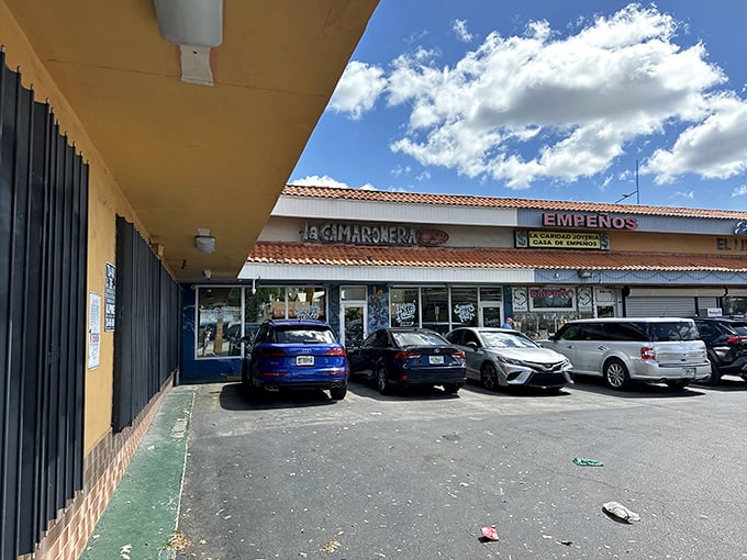 Tucked between pawn shops and storefronts, La Camaronera doesn't need flash to announce its presence—the line of locals does that job perfectly.