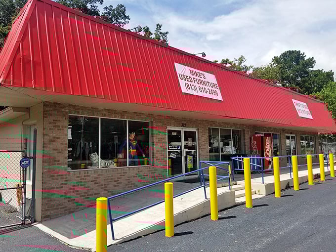 Mike's bright red awning is like a beacon calling to bargain hunters and treasure seekers alike.