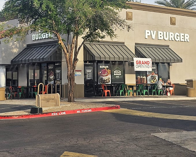 Paradise Valley Burger's unassuming storefront is the Clark Kent of burger joints – ordinary outside, superhero flavors inside.