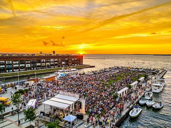 Sandusky's waterfront transforms into a community gathering space where sunset concerts bring together locals and visitors alike.