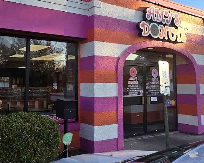 Like a donut carnival landed in Columbus – Amy's vibrant exterior promises sweet adventures within.