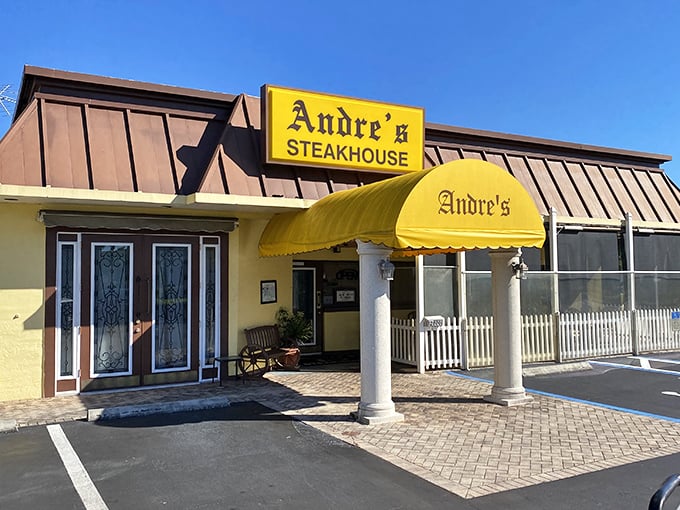 Classic steakhouse vibes with a touch of Naples charm. That yellow awning has been guiding hungry folks to great steaks for generations.