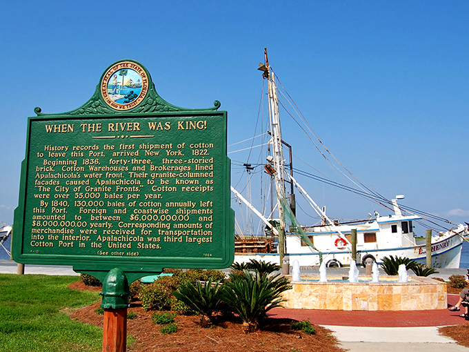 That green historical marker in Apalachicola might as well say "Stand here for the perfect vacation photo opportunity."