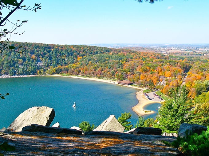 The breathtaking view of Devil's Lake from the bluffs shows why Baraboo isn't just about circus history – Mother Nature puts on quite a show here too.