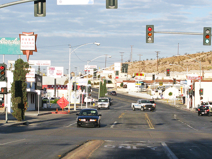 Barstow's main street captures the essence of desert living at rock-bottom prices. Who needs coastal fog when you have all this sunshine?