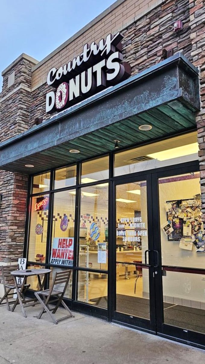 Country Donuts' welcoming storefront promises homestyle goodness inside. No fancy frills needed when the donuts speak such delicious volumes.