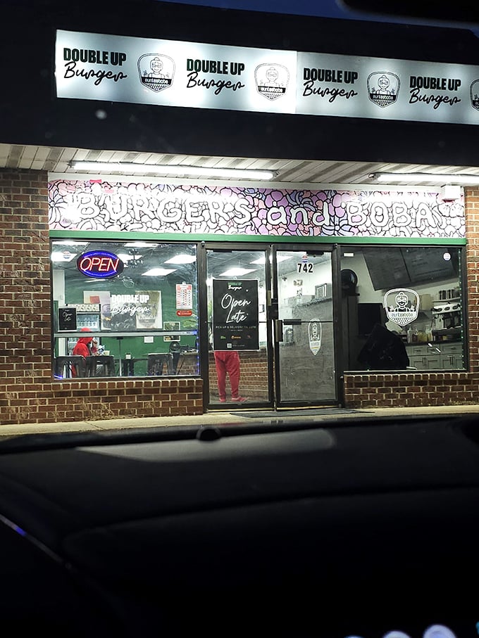 Late-night burger cravings have met their match at Double Up. Those neon "OPEN" signs are like beacons in the night.