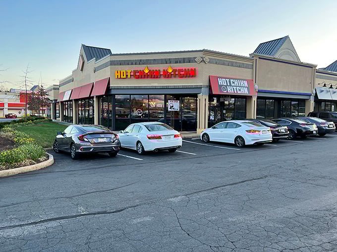 Parked cars outside mean people in the know have already discovered this hot chicken haven.