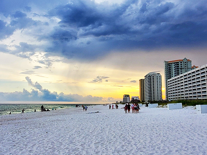Navarre's perfect shoreline – where land and water negotiate their boundaries with gentle waves.