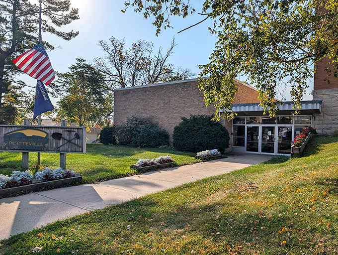Platteville's municipal building welcomes visitors with Midwestern practicality – much like the town's housing market welcomes fixed-income retirees.