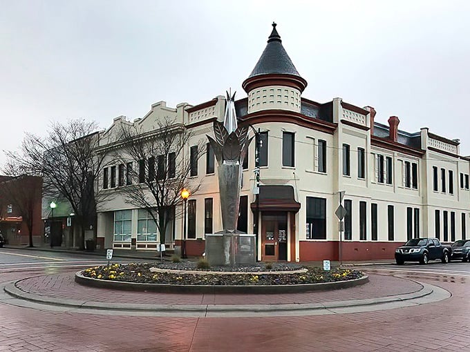 This distinctive fountain marks the heart of affordable Reidsville, where mountain charm meets budget-friendly living.