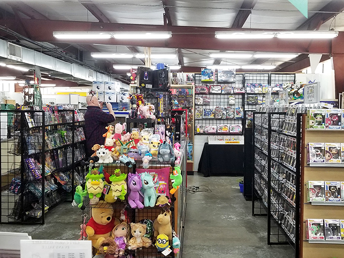 Toy heaven alert! Those shelves hold enough stuffed friends to populate a small fuzzy nation.