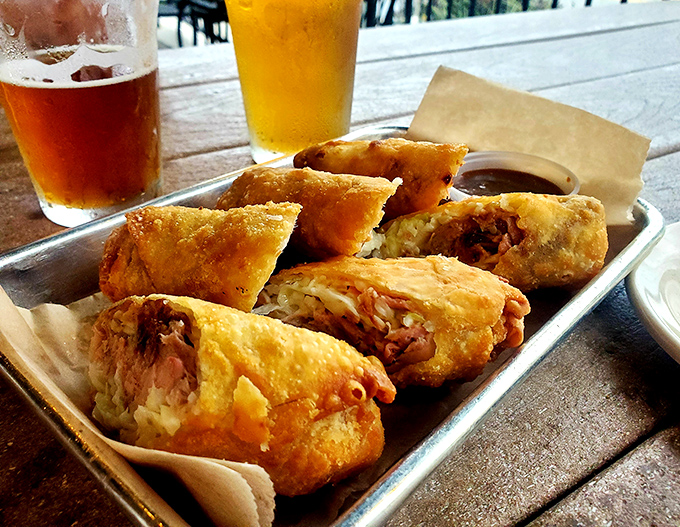 BBQ egg rolls – where East meets South in a crispy, genius fusion that makes you wonder why this isn't on every menu in America.