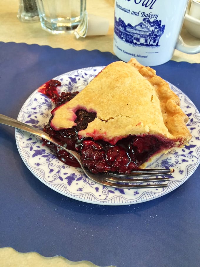 Berry pie that strikes the perfect balance between sweet and tart – the kind that makes you consider ordering a second slice "for the road."