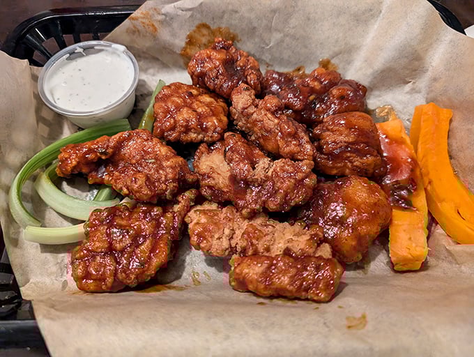 These boneless wings aren't just wings—they're tiny flavor bombs staged for deployment directly to your happiness receptors. Mission: delicious.