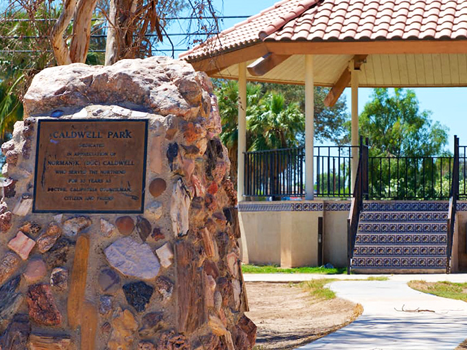 Caldwell Park's stone monument stands as a testament to community pride – the kind of place where generations of local memories are made.