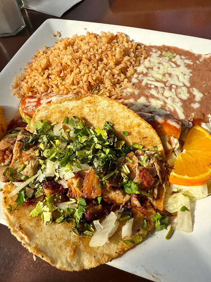 Simplicity, perfected: tender carne asada topped with fresh cilantro and onions on warm handmade tortillas. Some tacos don't need to shout—they just need to be eaten.