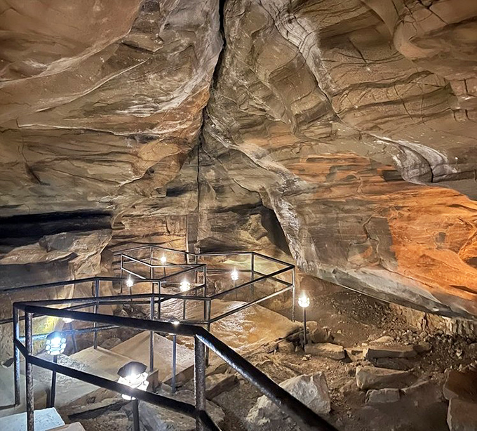 The cave's natural architecture would make Frank Lloyd Wright jealous—curves, angles, and textures that took millions of years to perfect. 