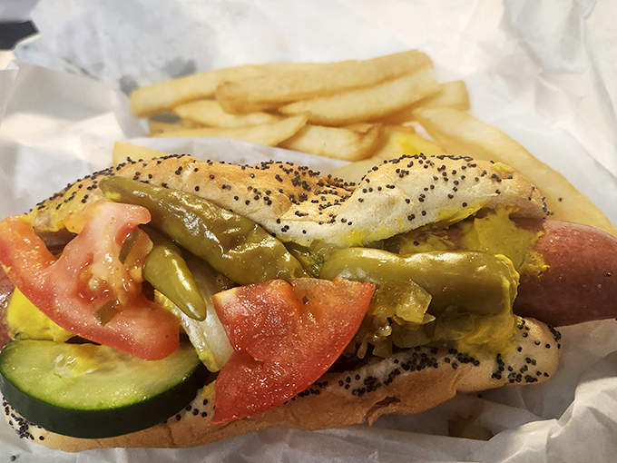 The Chicago-style hot dog—a work of art "dragged through the garden." Notice the absence of ketchup? That's not an oversight, that's religion.