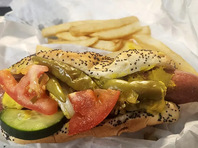 The Chicago-style hot dog—a work of art "dragged through the garden." Notice the absence of ketchup? That's not an oversight, that's religion.
