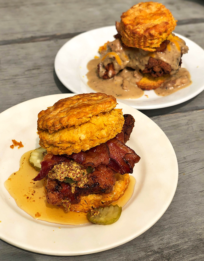 Two biscuit sandwiches that prove breakfast is the most important meal of the day—and possibly the week, month, and year.