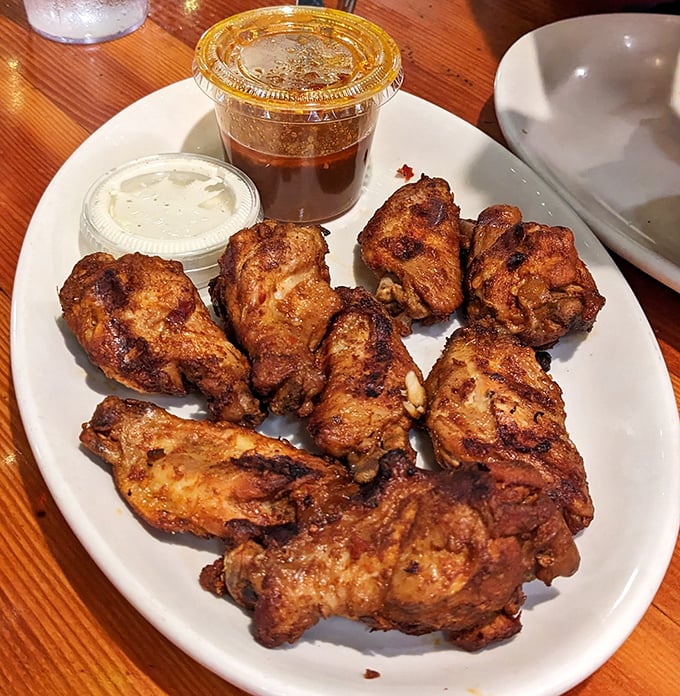 These wings aren't trying to win awards with fancy sauces—they're just perfectly crispy, juicy flavor bombs that disappear faster than San Francisco's morning fog.