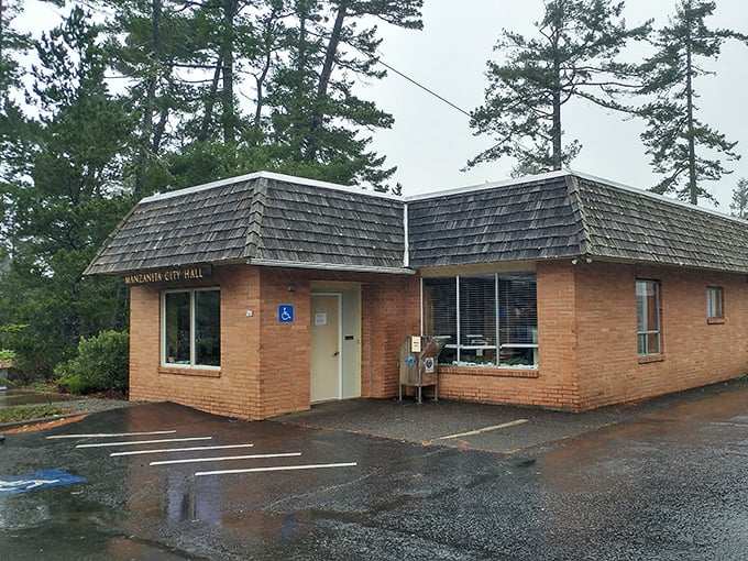 Manzanita's City Hall—proof that even municipal buildings can rock the cozy coastal vibe. Small town governance with big heart.