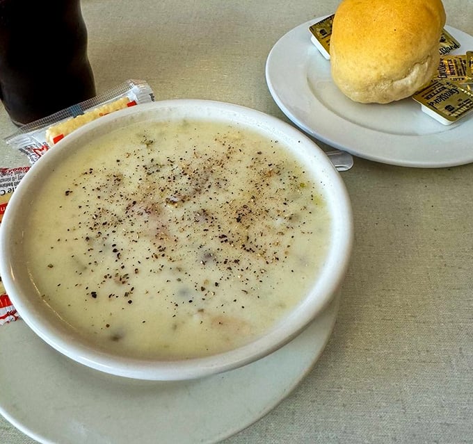 This isn't just soup—it's a warm hug in a bowl. Creamy clam chowder that would make a New Englander nod in respectful approval.