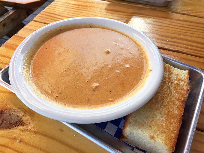 Clam chowder so creamy it should require a lifeguard on duty. That toasted bread isn't a side – it's your designated diving board.