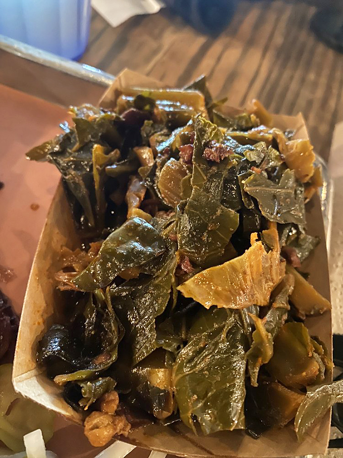 These aren't your grandmother's collard greens—unless your grandmother was a barbecue genius who understood the magic of smoke-infused vegetables.