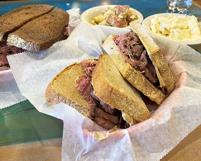 Corned beef that doesn't just melt in your mouth—it performs a full Broadway musical there. The supporting cast of sauerkraut deserves applause too.