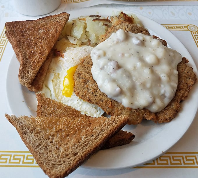 Country-fried steak smothered in peppery gravy – this is breakfast that prepares you for anything, even an Ohio winter or family reunion.