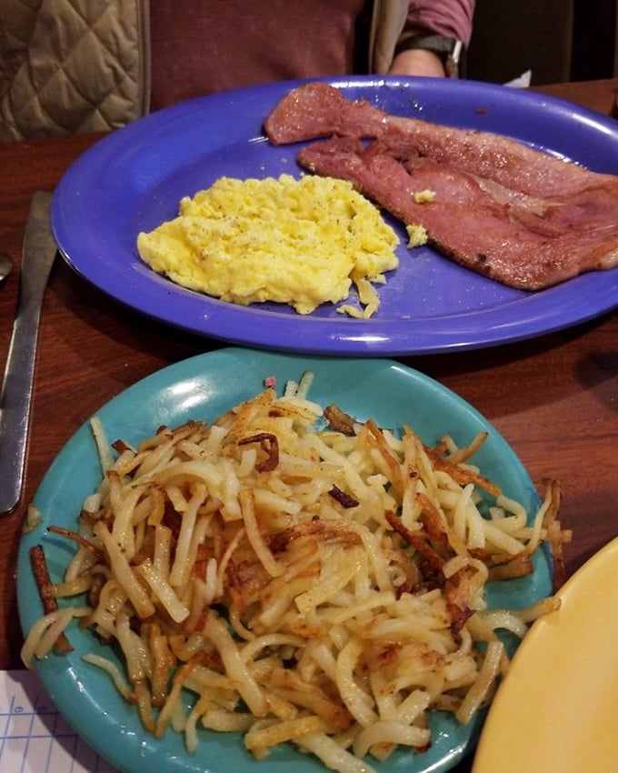 Country ham and eggs – the breakfast of Tennessee champions. Those crispy edges and golden scrambled eggs are the morning motivation some people need coffee for.