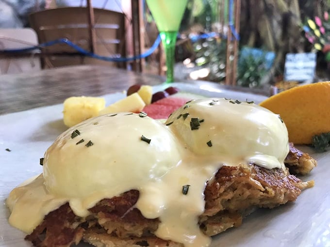 The legendary crab cake Benedict—where perfectly poached eggs meet Maryland-style crab cakes in a hollandaise-draped romance.