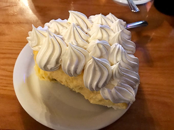 Cream pie that makes you contemplate driving across state lines just for dessert. Those perfect whipped cream peaks deserve their own Ohio landmark designation. 