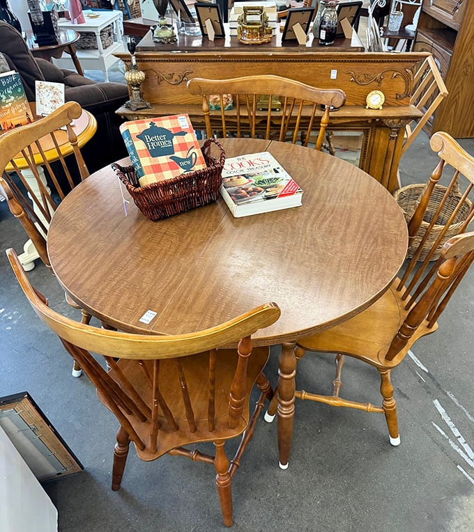 This solid wood dining set has hosted more family meals than you've had hot breakfasts. Quality that's outlasted eight presidential administrations.